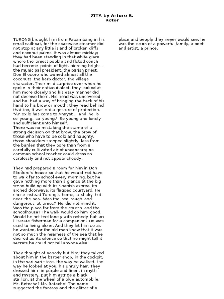 Zita by Arturo B Rotor | PDF