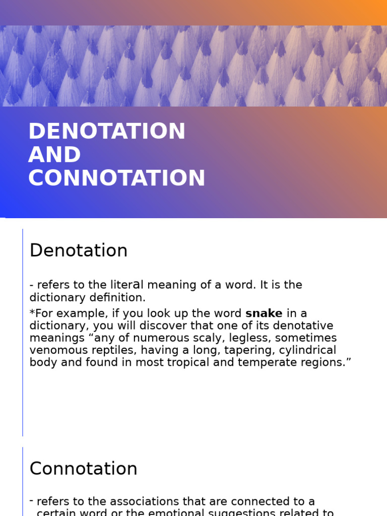 Denotations and Connotations 2 | PDF