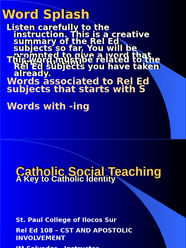 02 - Catholic Social Teachings - Introductory Lesson | PDF | Catholic ...