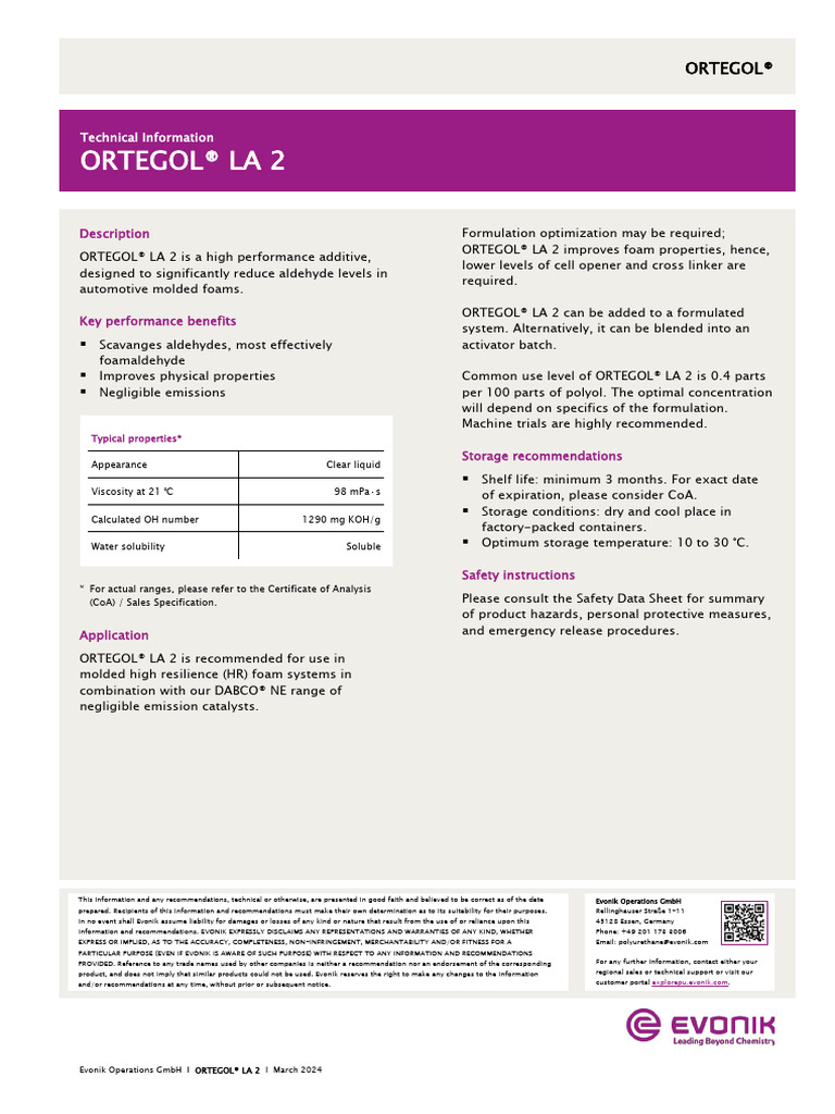 ORTEGOL LA 2 032024 EN Asset 2372056 | PDF | Viscosity | Information