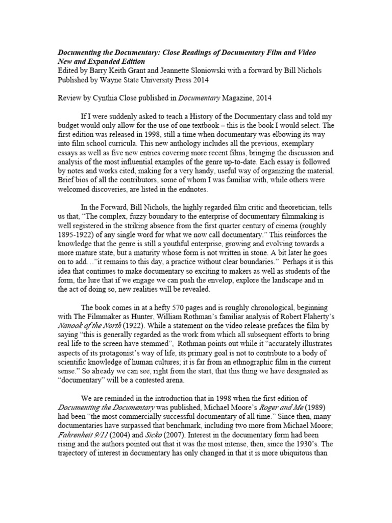 Documenting Documentary Film Analysis | PDF | Documentary Film