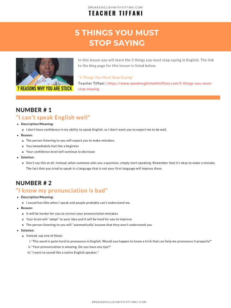 5 Things You Must Stop Saying | PDF | English Language | Vocabulary