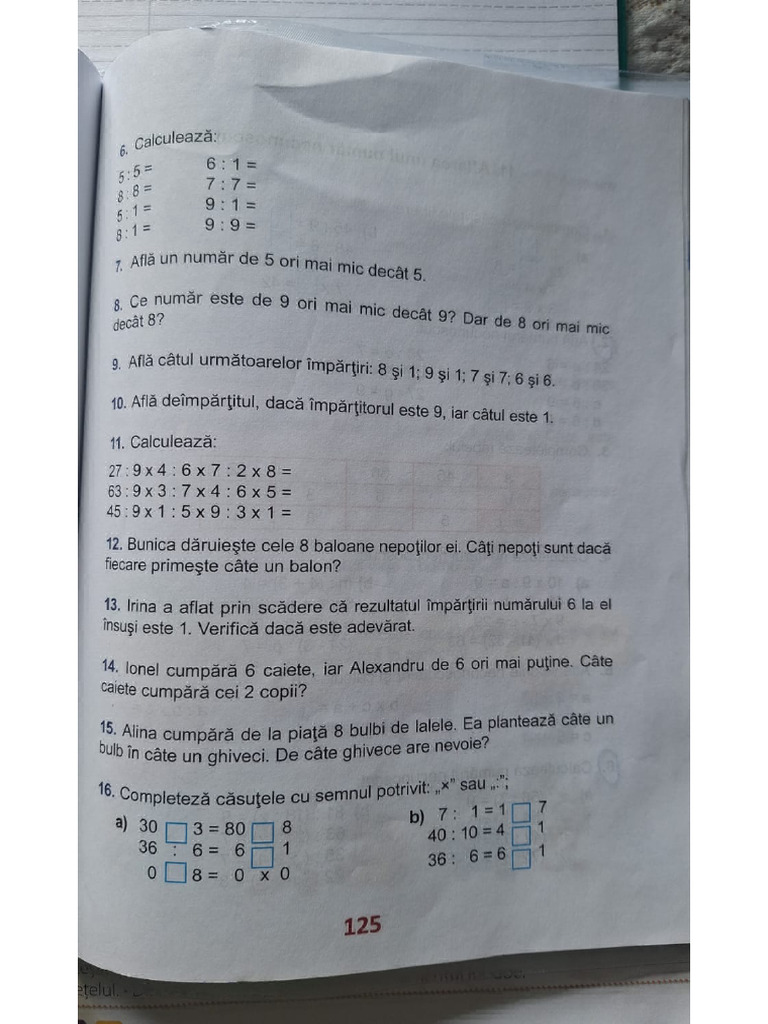 Fisa Lucru Clasa 2-A Matematica Impartiri | PDF