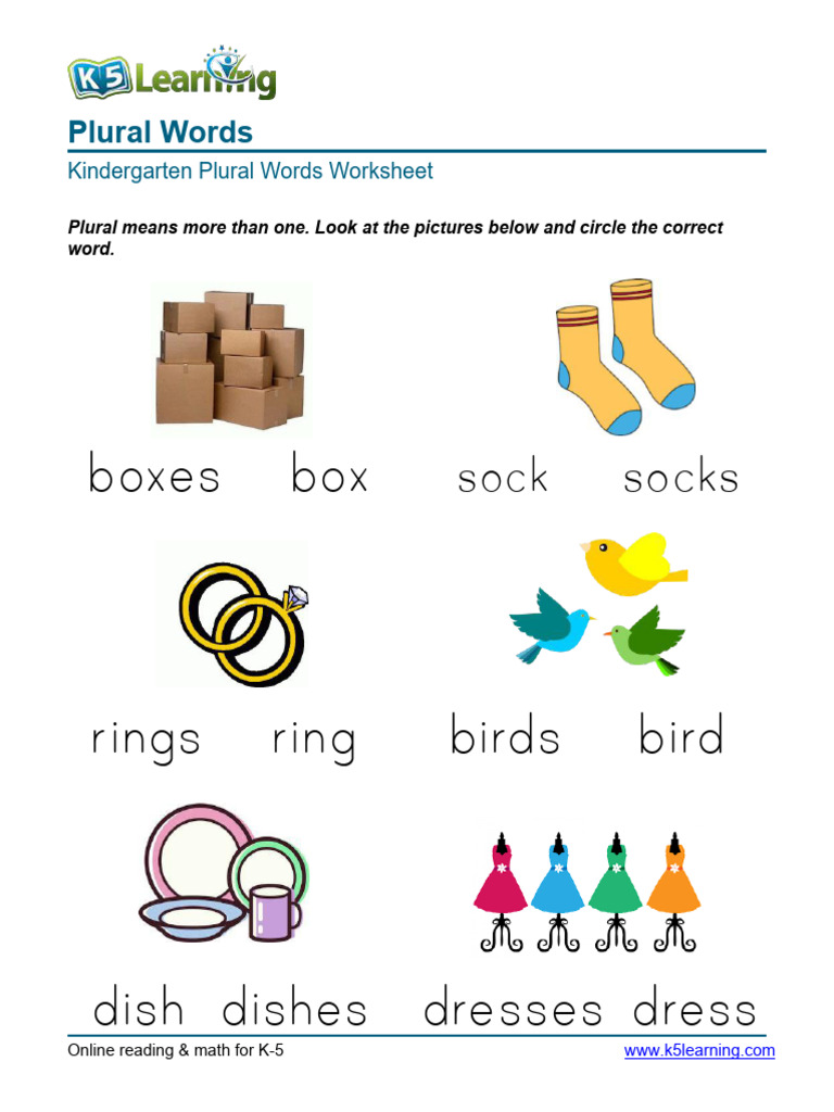 Kindergarten Circle Words Plural Words 3 | PDF