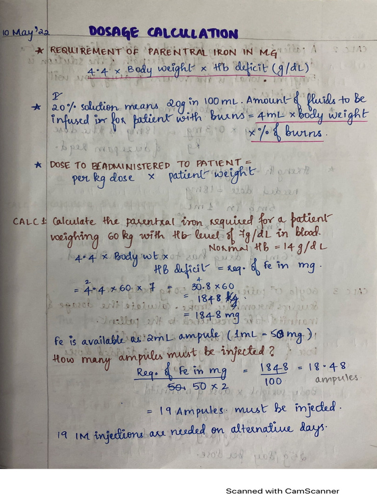 Dosage Calculation - Pharmacology | PDF