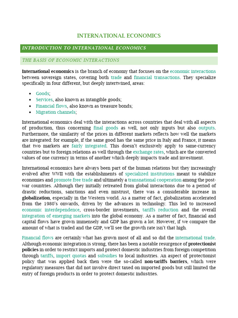 INTERNATIONAL ECONOMICS | PDF | Comparative Advantage | Factors Of ...