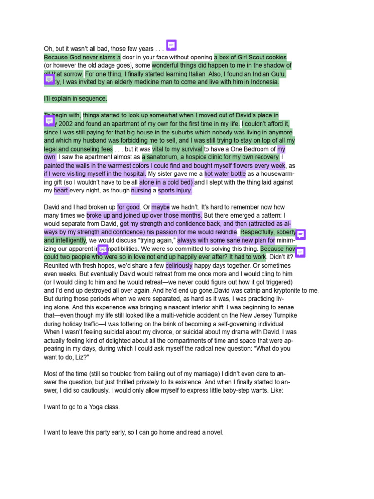 Annotation From 'Eat, Pray, and Love' Memoir | PDF
