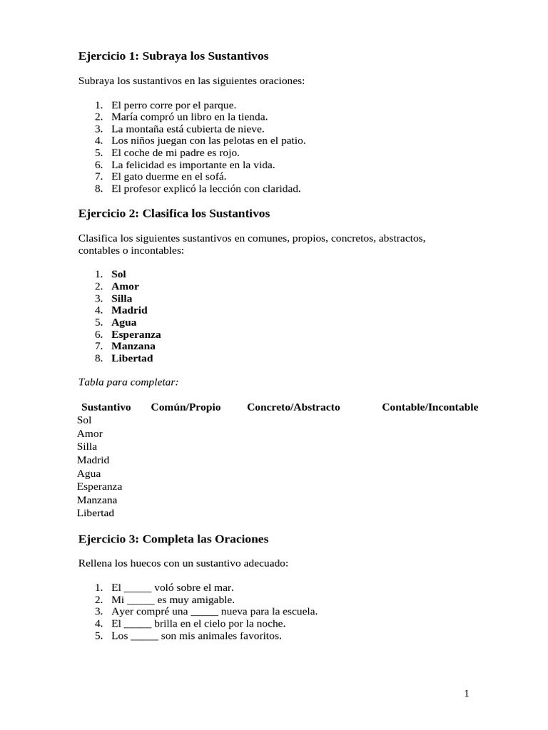1.-Sustantivos 1º Eso | PDF | Sustantivo | Morfología Lingüística
