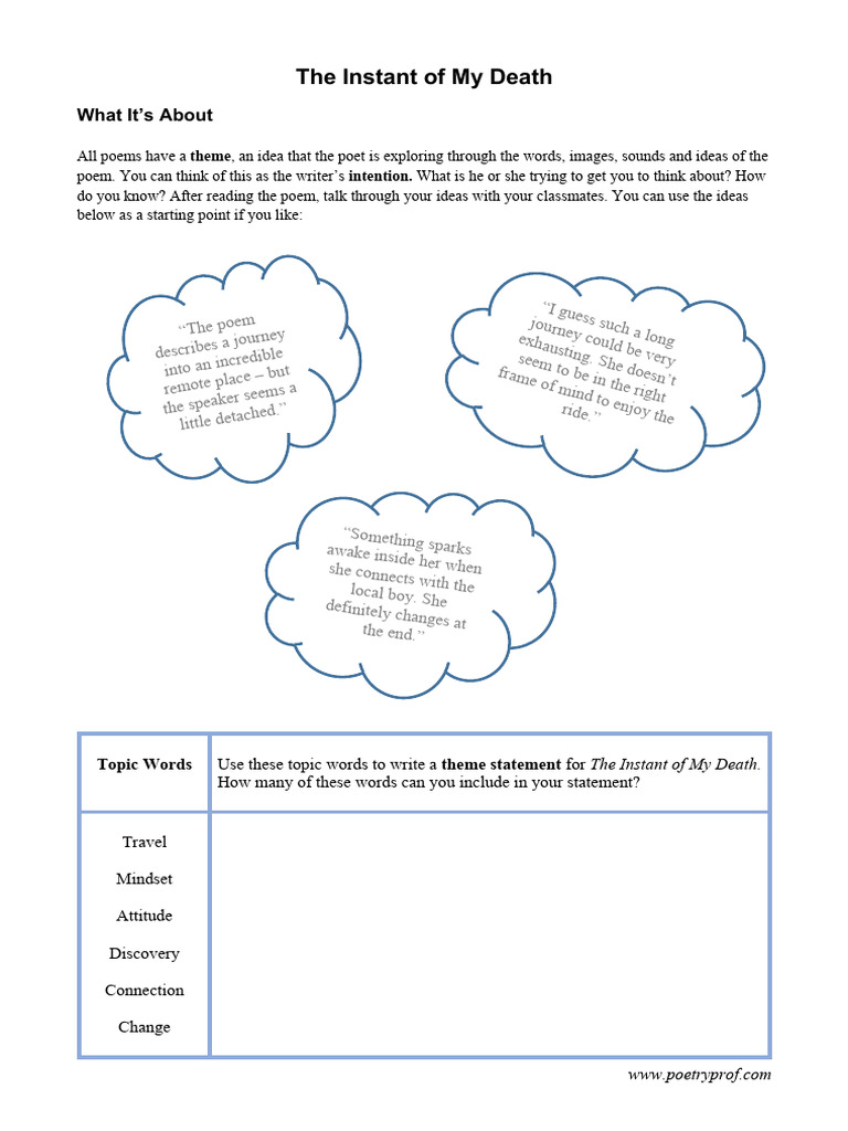 Analysis of "The Instant of My Death" | PDF | Poetry | Poetic Devices