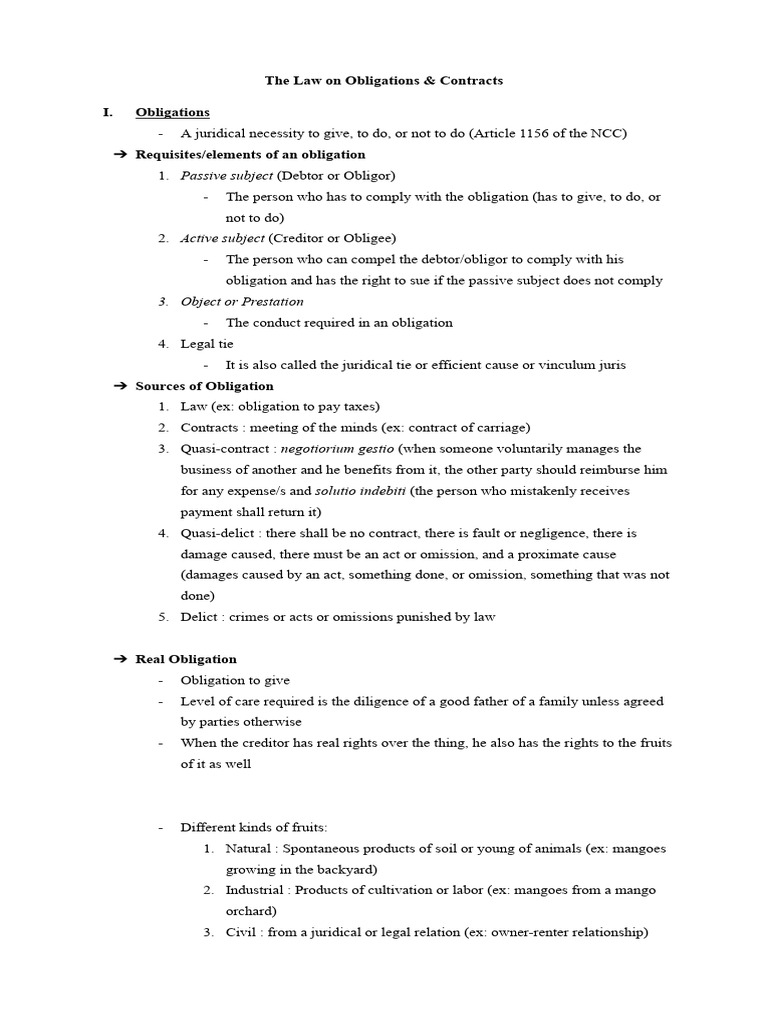 Obligations-Contracts | PDF | Law Of Obligations | Debtor