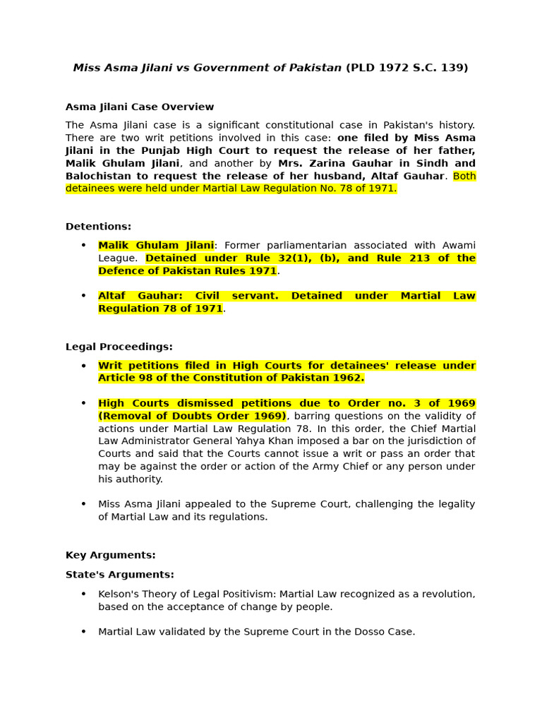 Miss Asma Jilani V Government of Pakistan | PDF | Martial Law | Pakistan