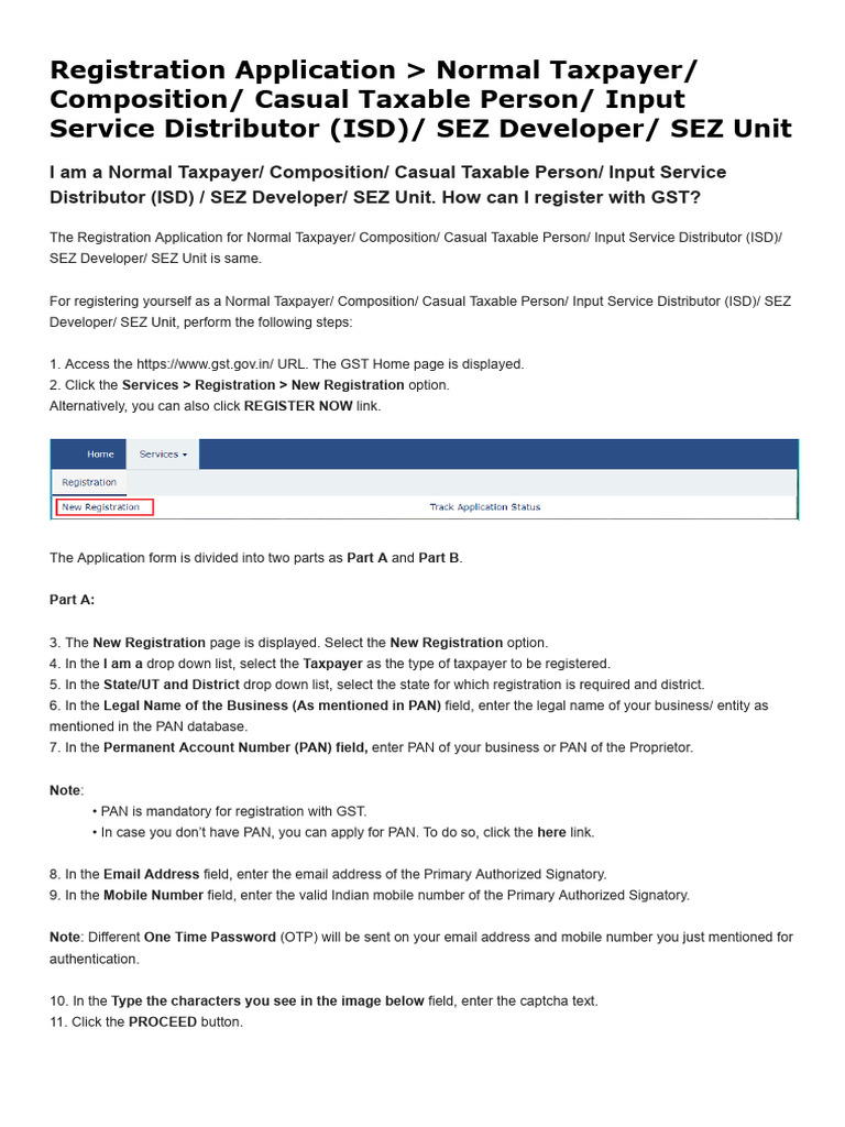 GST Registration Guide for Taxpayers | PDF | Taxes | Signature