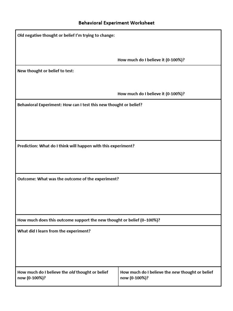 Behavioral Experiment Worksheet | PDF