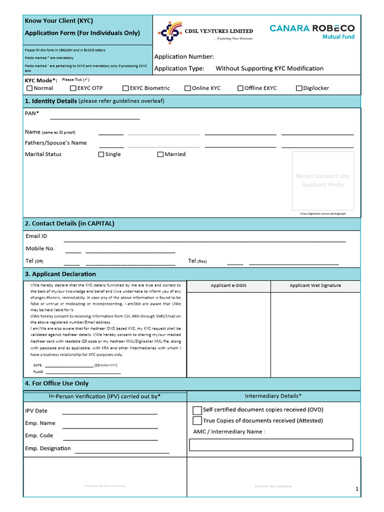 CR - Kyc Without Supporting Kyc Modification Application Form - April ...