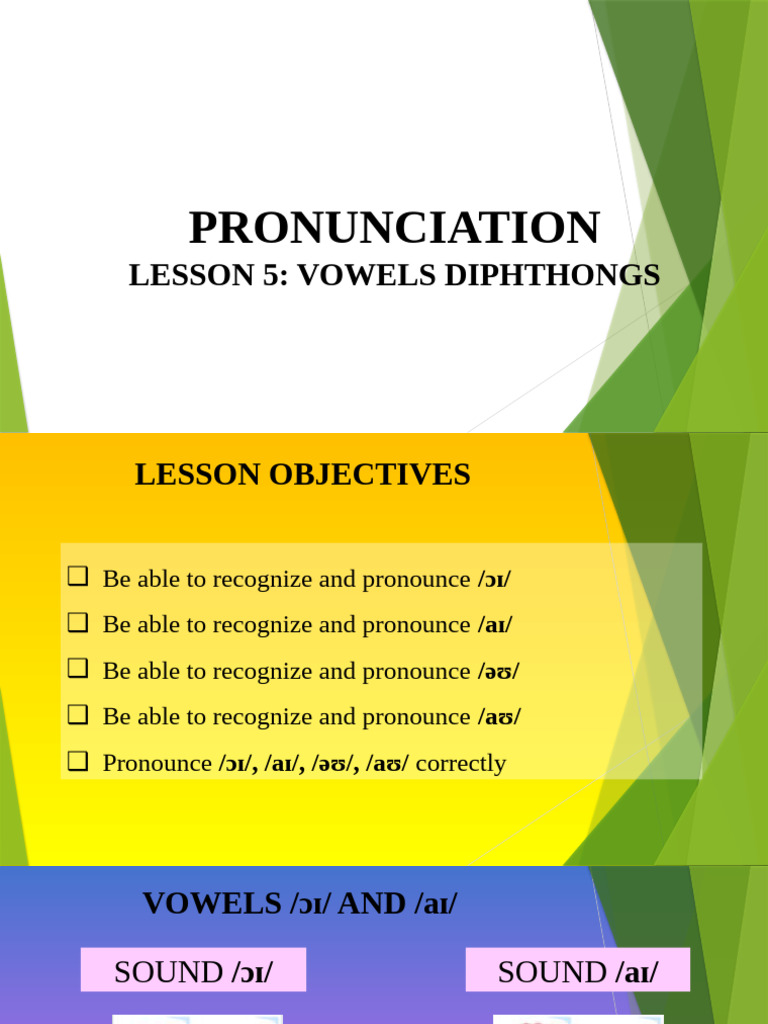5.1 - Lesson 5 - Vowels Diphthongs | PDF