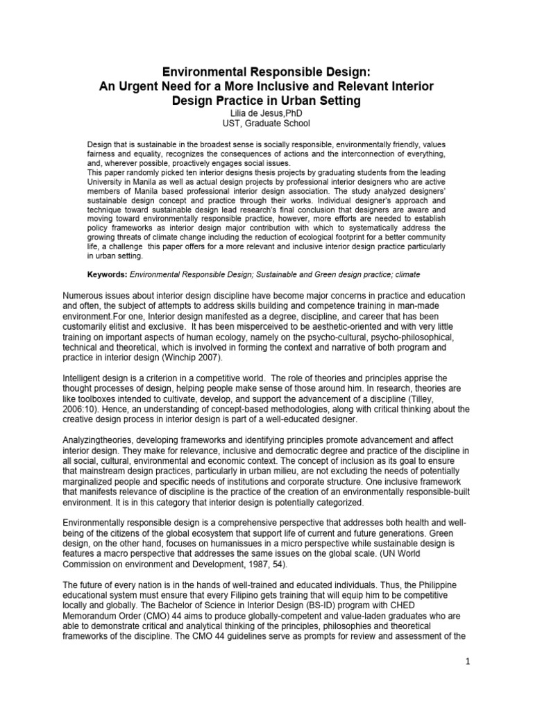 Environmentally Responsible Interior Design | PDF | Sustainable Design ...