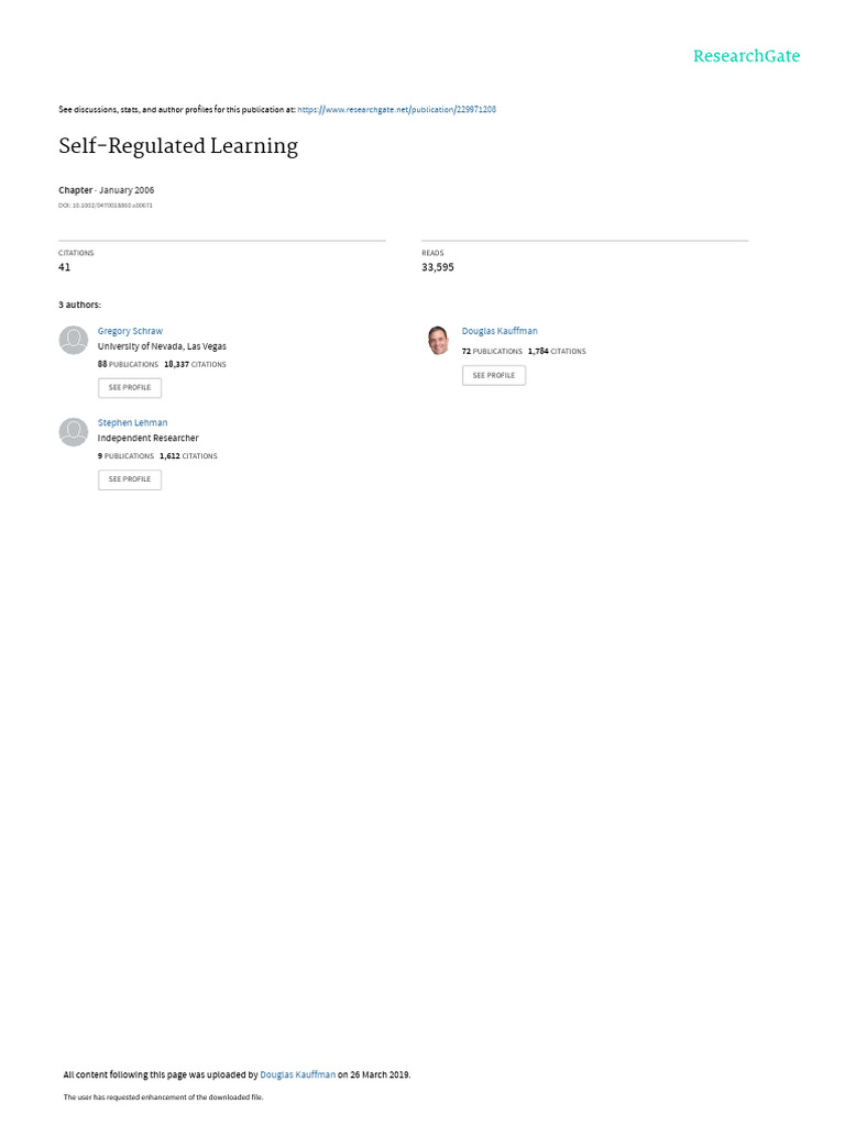 Self Regulated Learning | PDF | Self Efficacy | Metacognition