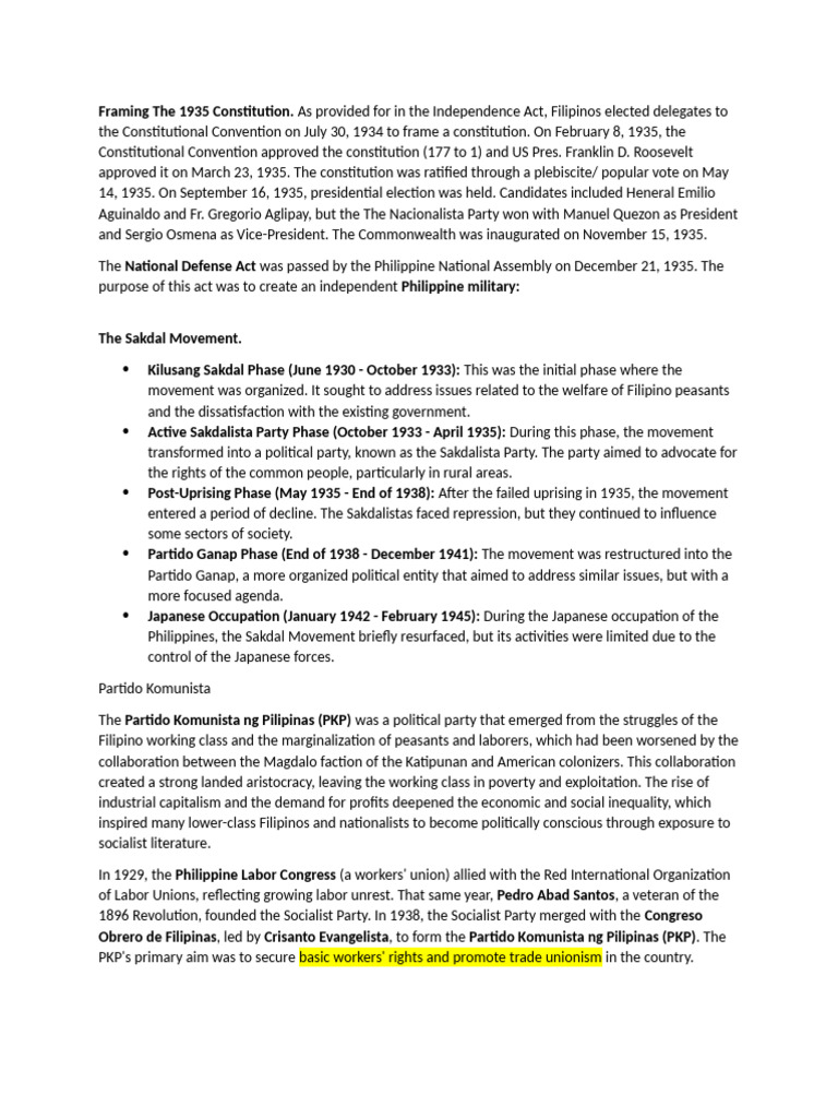 Framing The 1935 Constitution | PDF | Philippines | Colonialism