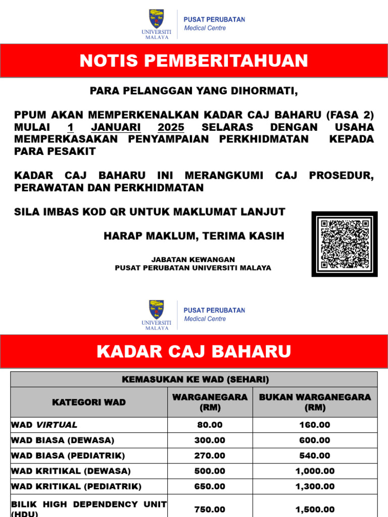 Notis Kadar Caj Baharu 1 Jan 2025 (Edited) | PDF