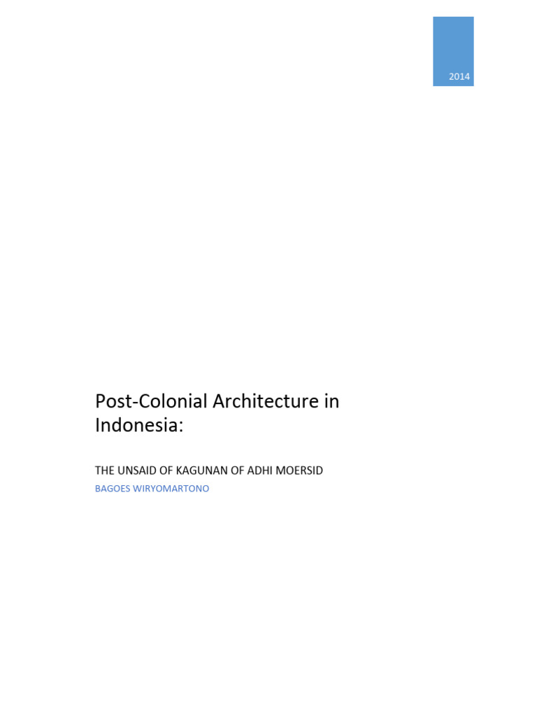 Post-Colonial Architecture in Indonesia | PDF | Postcolonialism | Concept