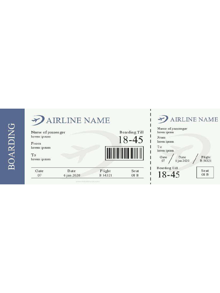 Plane Ticket Template 04 | PDF
