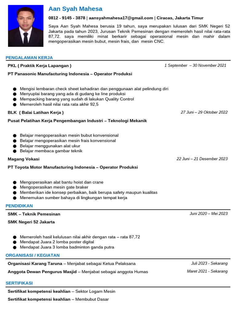 CV Aan Syah Mahesa | PDF