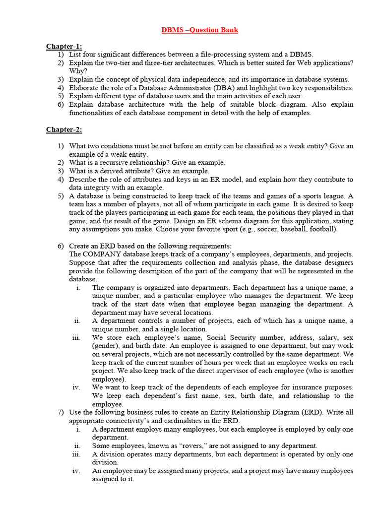 DBMS-QuestionBank-24 | PDF | Databases | Relational Model