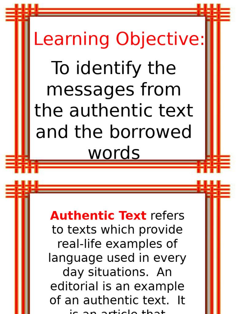 Eng6 PPT - Authentic Texts | PDF