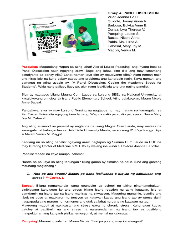 Panel Discussion | PDF