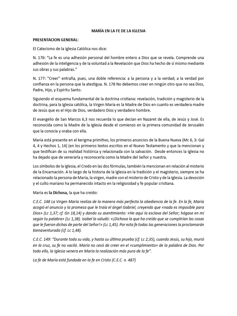María en la fe de la Iglesia Católica | PDF | María, madre de Jesús ...