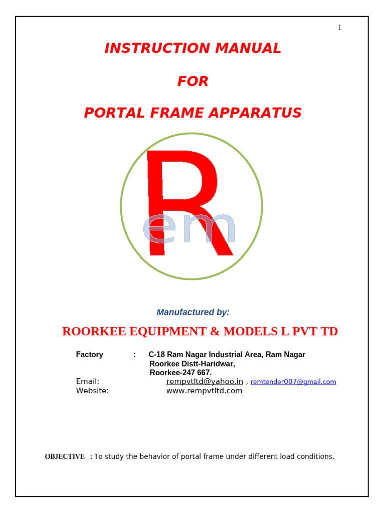 Portal Frame Apparatus Manual | PDF