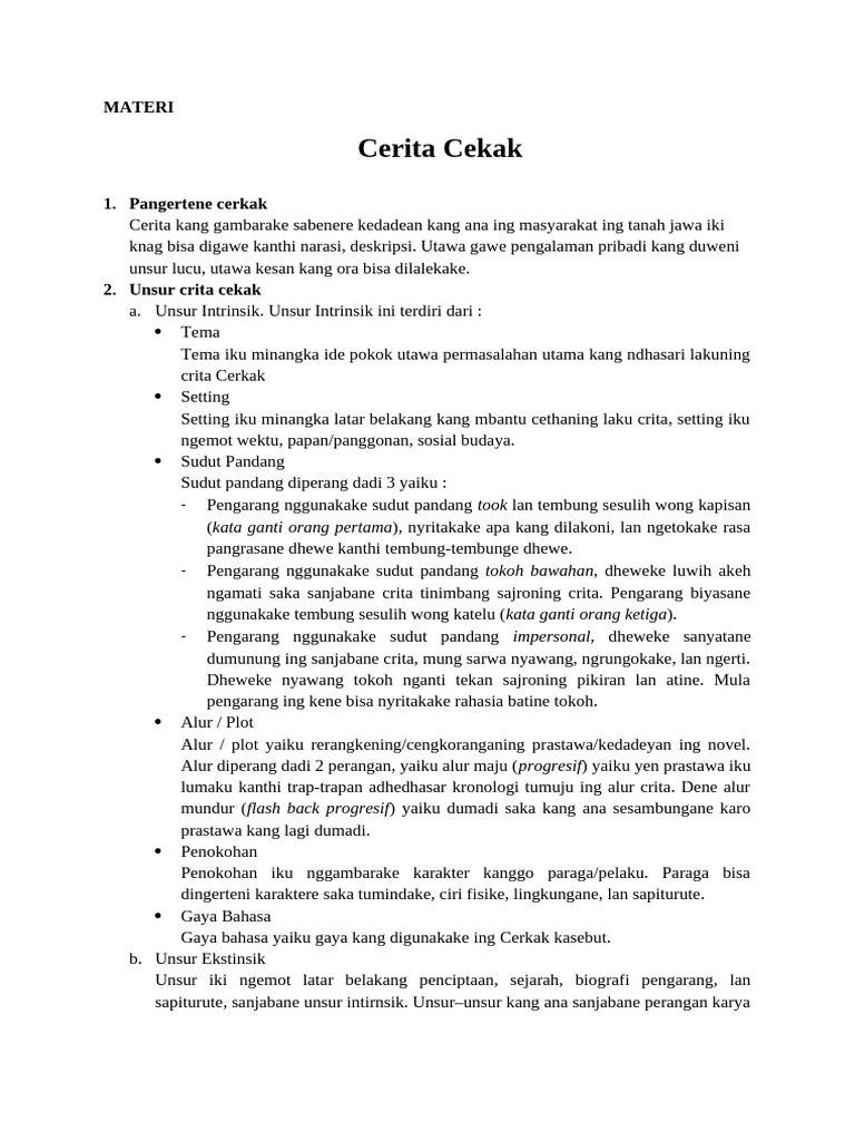 Materi Cerkak | PDF