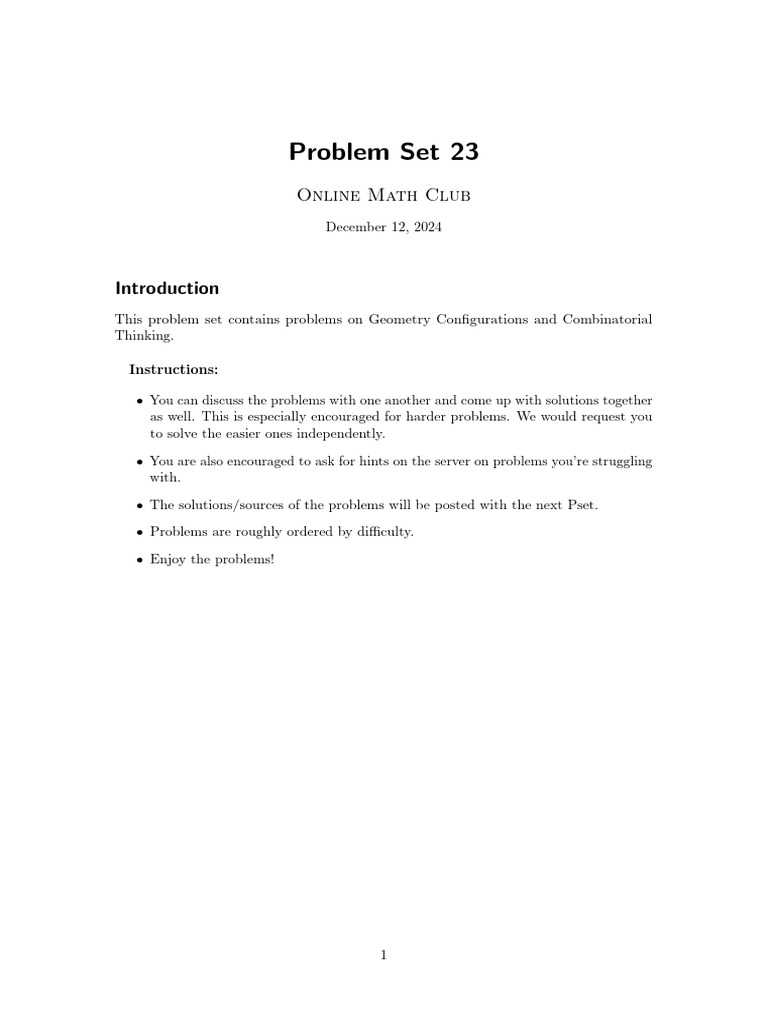 Problem_set_23 | PDF | Mathematics | Elementary Geometry