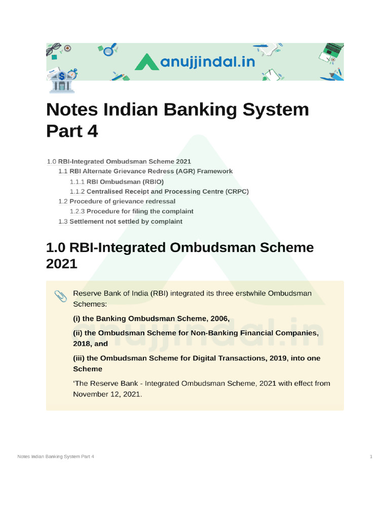 Notes Indian Banking System Part 4 Lyst6431 | PDF