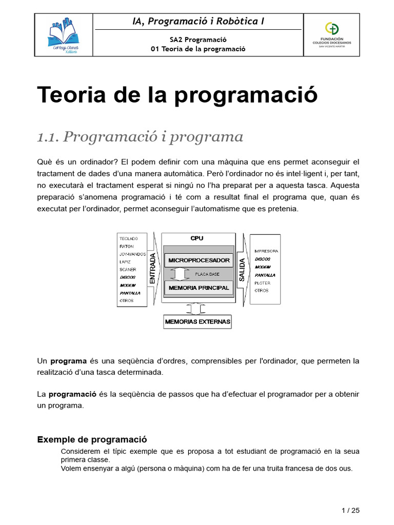 PIAR - I - SA2 - 01 Teoria de La Programació | PDF