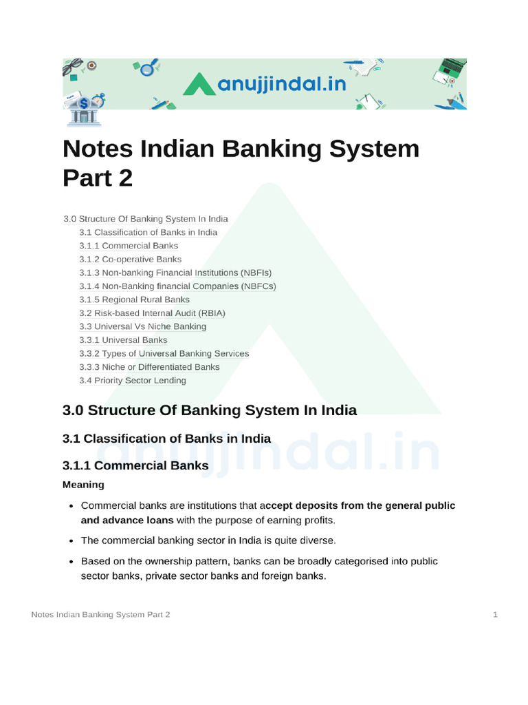 Notes Indian Banking System Part 2 Lyst9148 | PDF