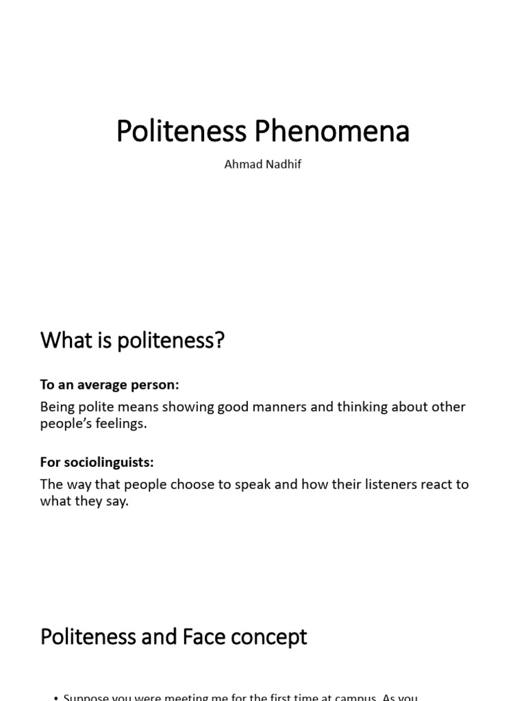 Politeness Phenomena NDF | PDF | Social Psychology | Psychological Concepts