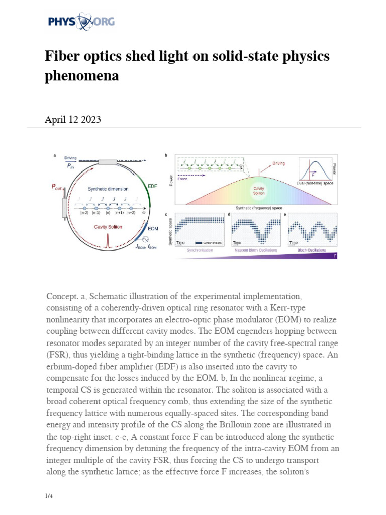 Fiber Optics Solid State Physics Phenomena | PDF | Physics | Soliton