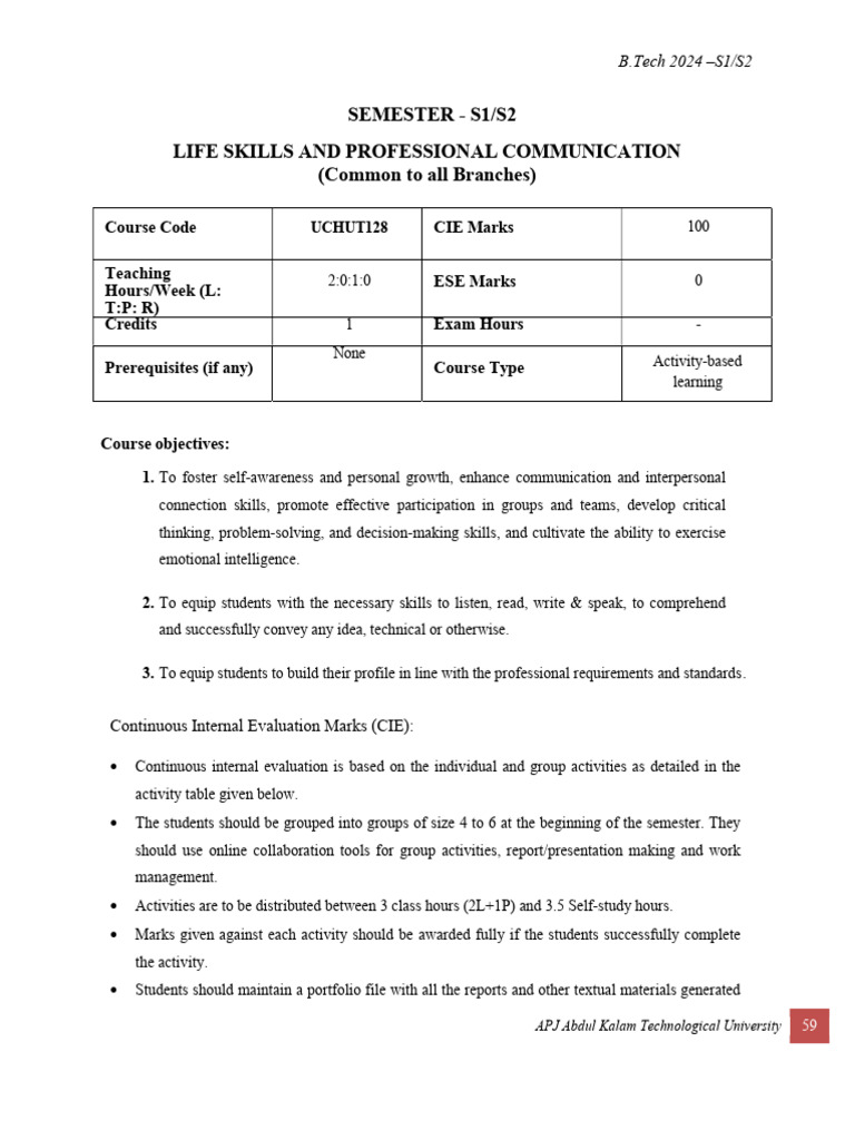 B Tech - 2024 - 1st Year Syllabus - Group-B - 240926 - 192453 | PDF ...