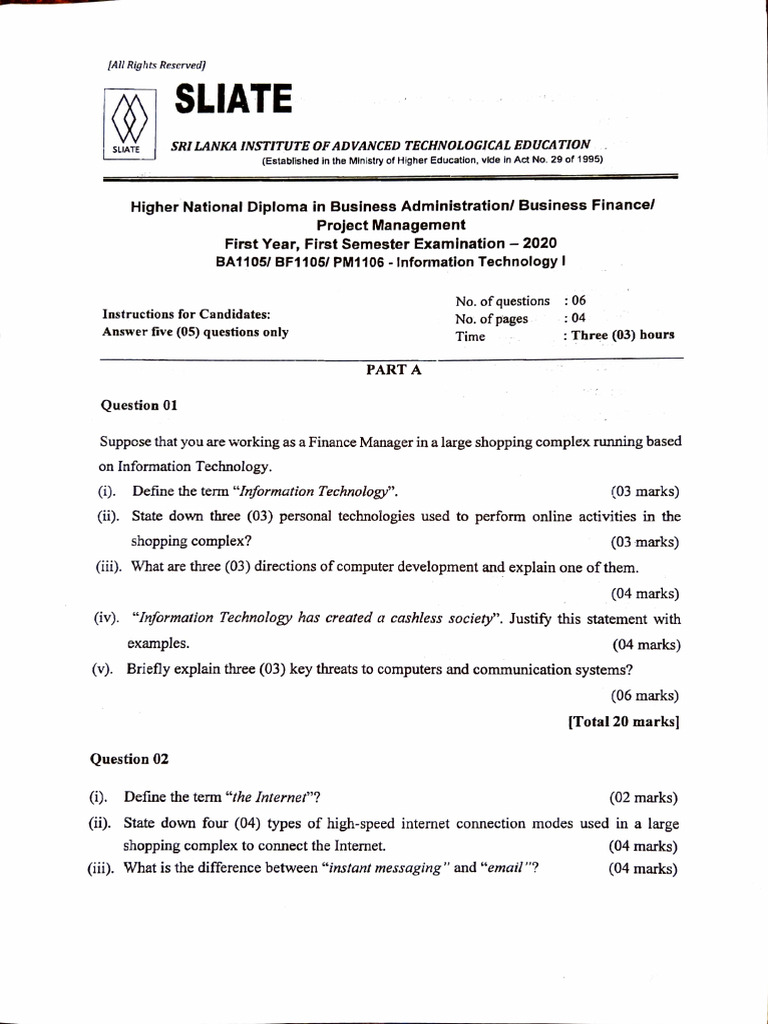 HND Business Administration IT Exam Guide | PDF | Input/Output | Internet