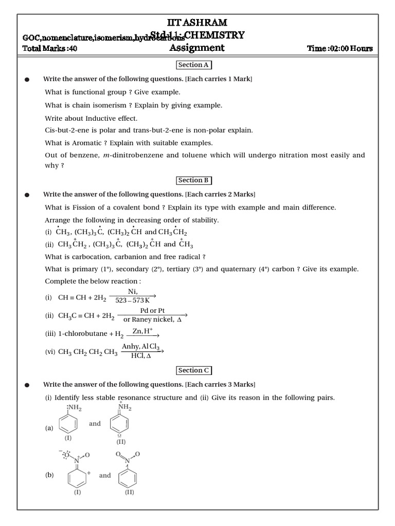 Assignment_Nomenclature,goc,isomerism,hydrocarbons | PDF | Methyl Group | Organic Chemistry