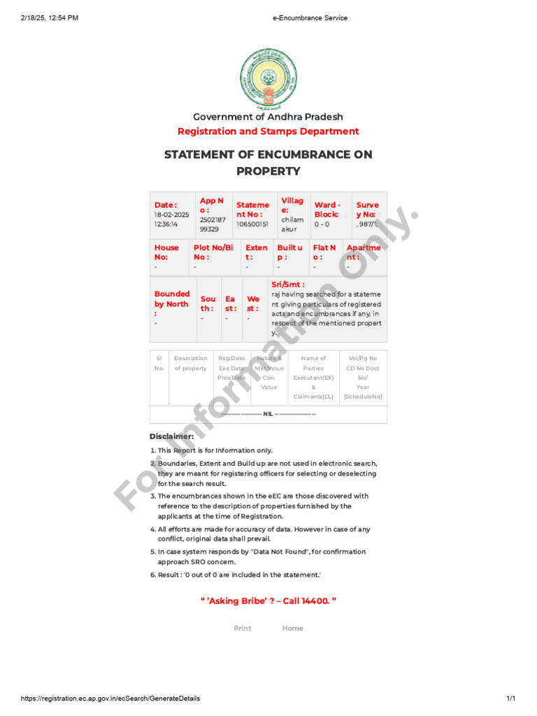 E-Encumbrance Service | PDF