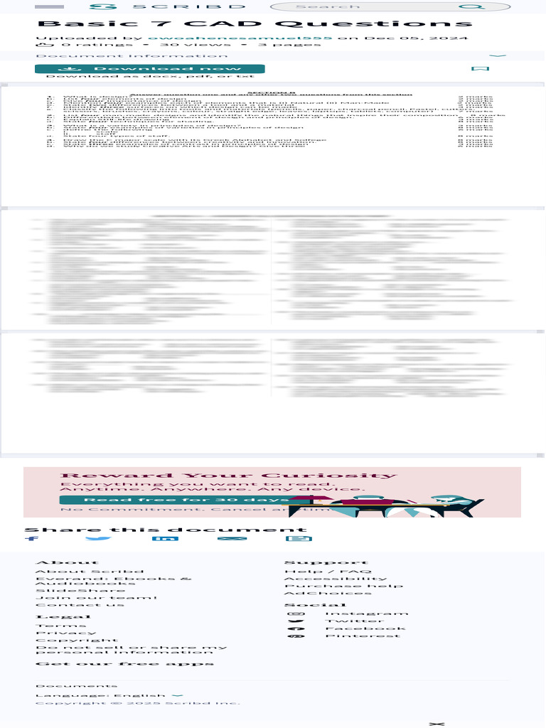 Basic 7 CAD Questions PDF The Arts | PDF | Scribd