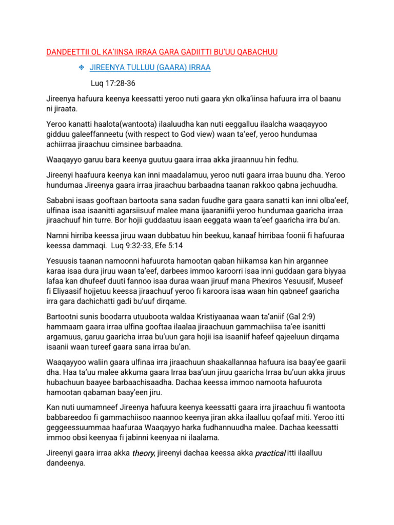 Jireenya Gaara Irra | PDF