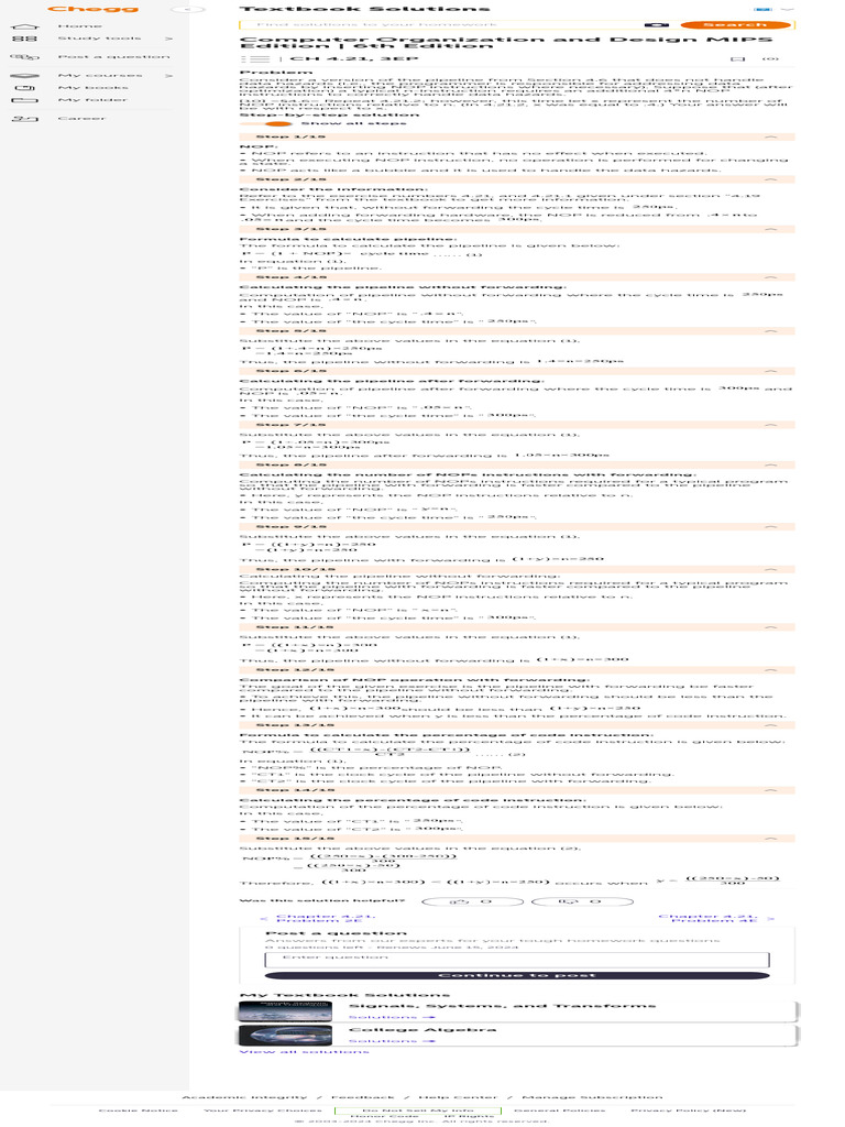 Solved Consider A Version of The Pipeline From Section 4.6 That D... Chegg - Com 3 | PDF ...