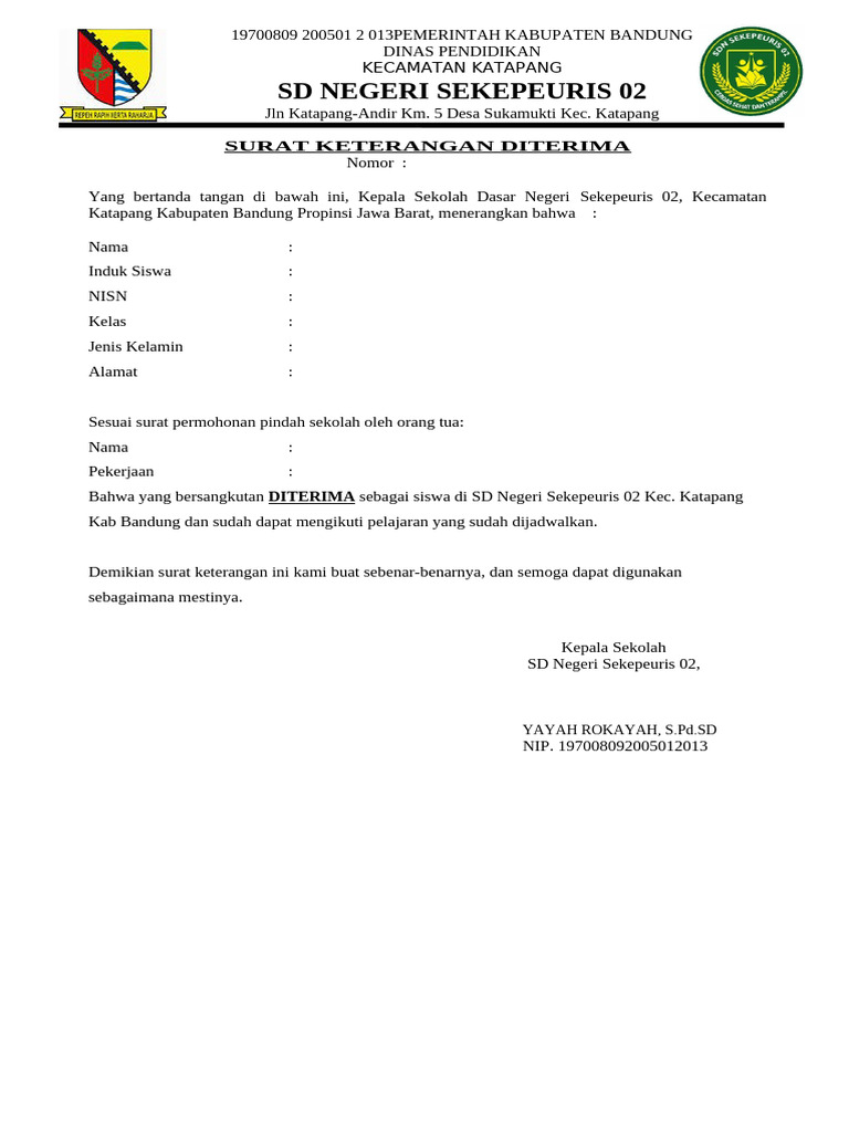 Surat Keterangan Diterima | PDF