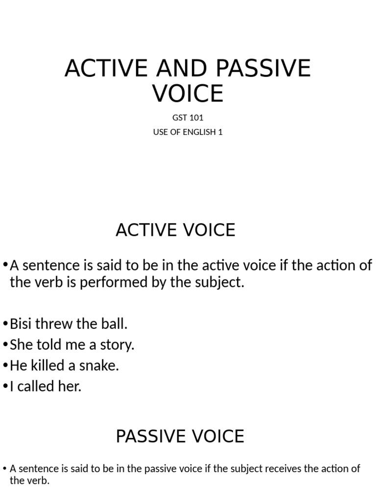 Active and Passive Voice | PDF | Semantic Units | Language Families