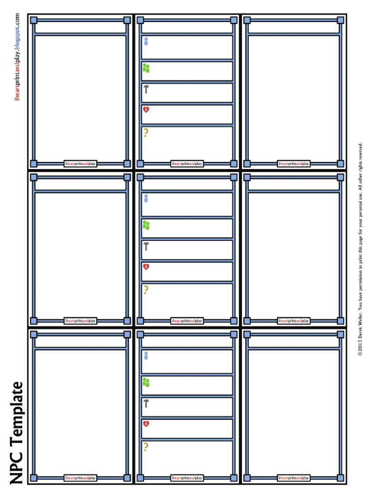 (Iheartprintandplay) NPC Card Template | PDF