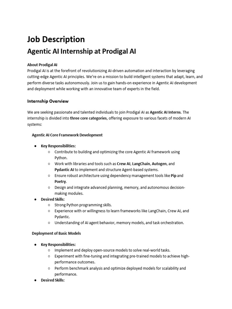 Agentic AI Internship at Prodigal AI | PDF | Artificial Intelligence ...