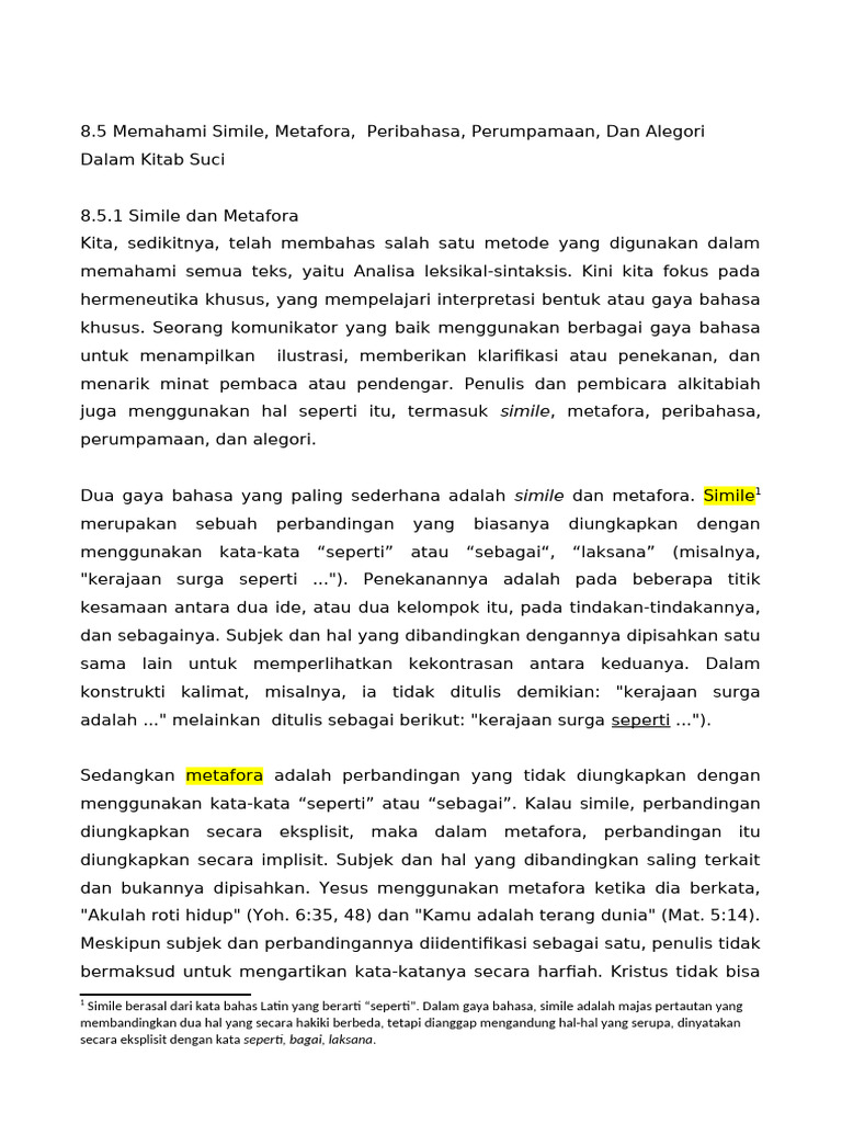 Simile Metafora DLL | PDF